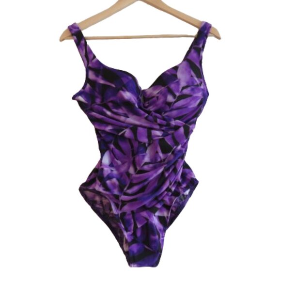 Miraclesuit | Swim | Miraclesuit Gandolf Purple Leaf Underwire Ruched ...